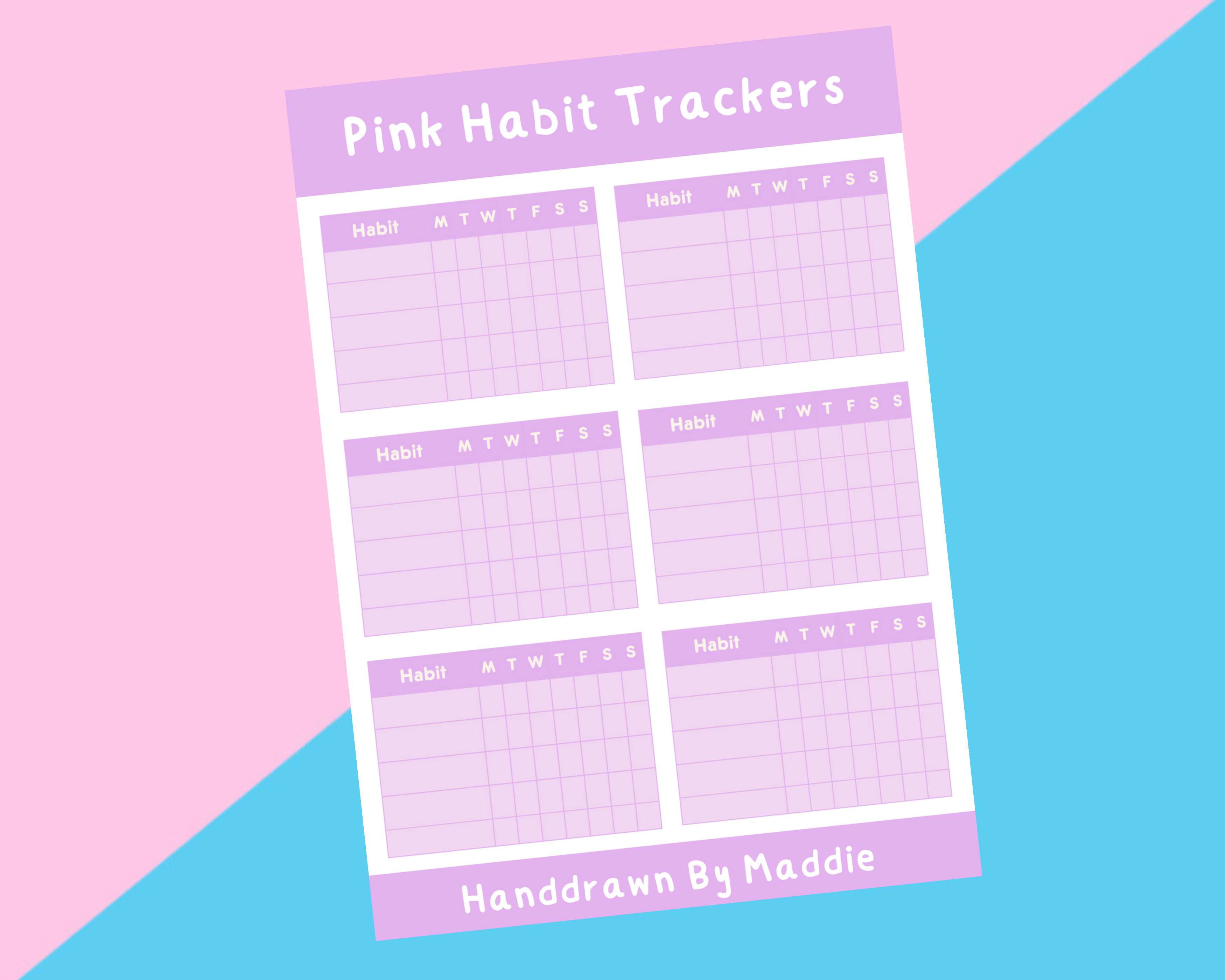 Pink Habit Tracker Sticker Sheet – Handdrawn By Maddie